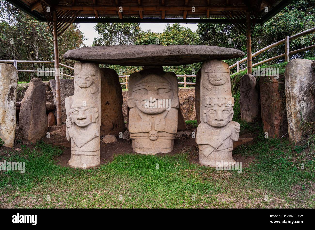 Ancient religious monument and megalithic pre-columbian sculpture in ...