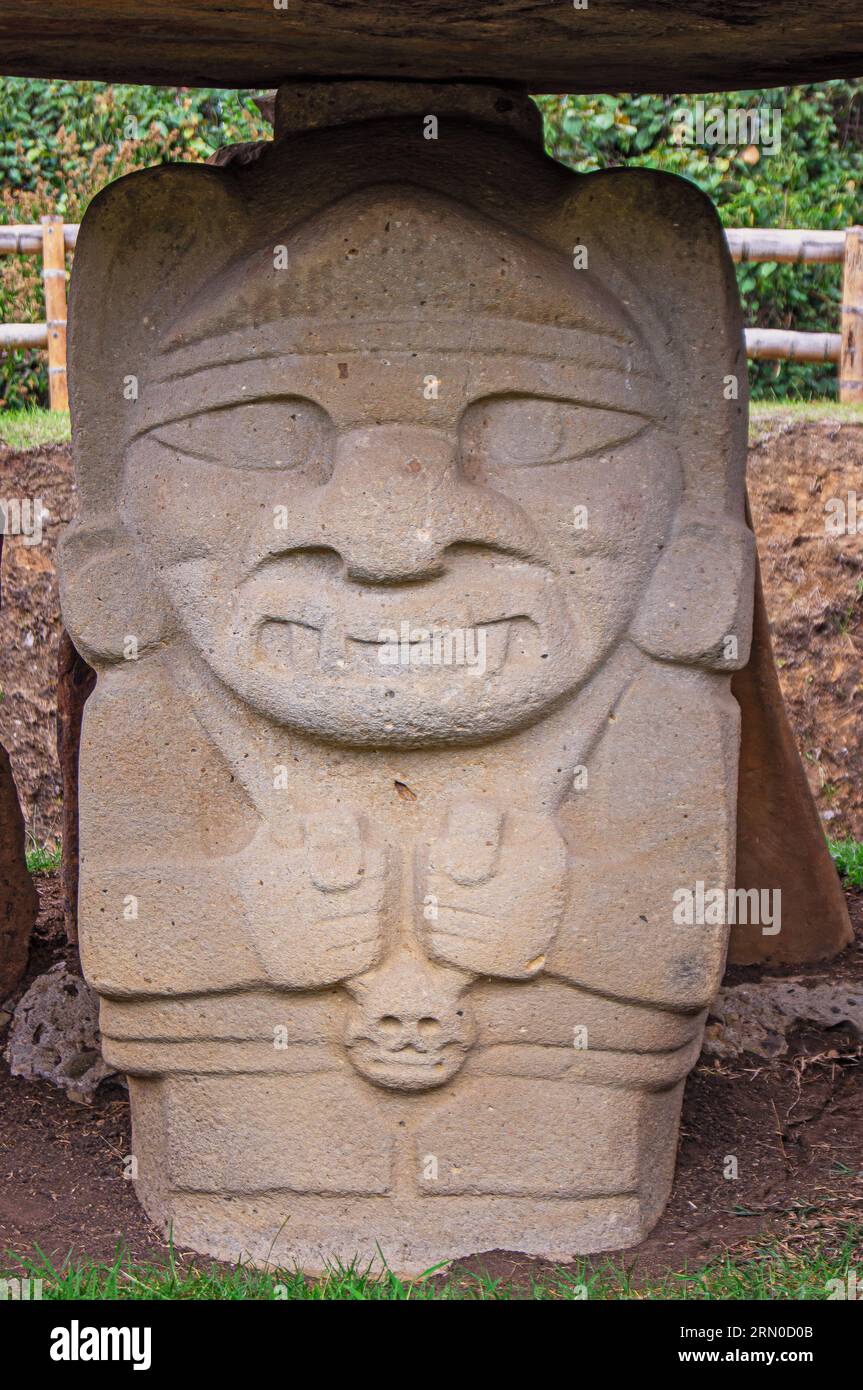 Ancient religious monument and megalithic pre-columbian sculpture in ...