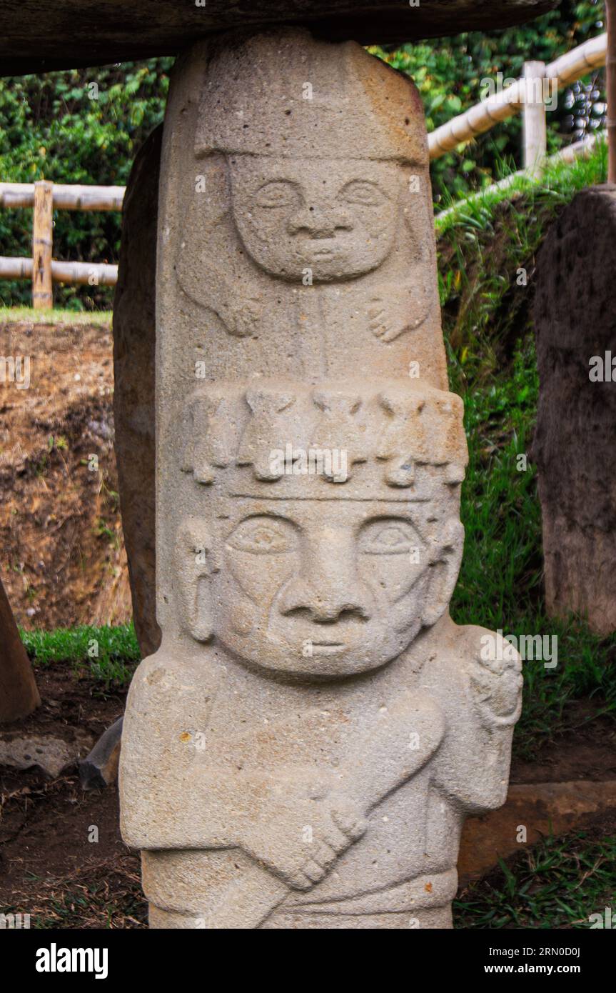 Ancient religious monument and megalithic pre-columbian sculpture in ...
