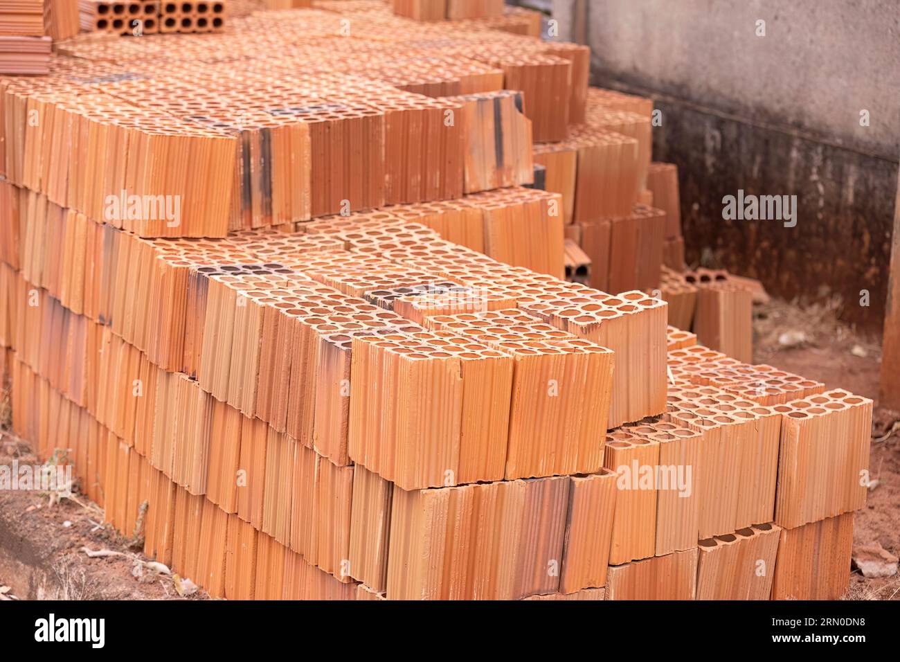close up of stack of ceramic bricks for building construction Stock ...