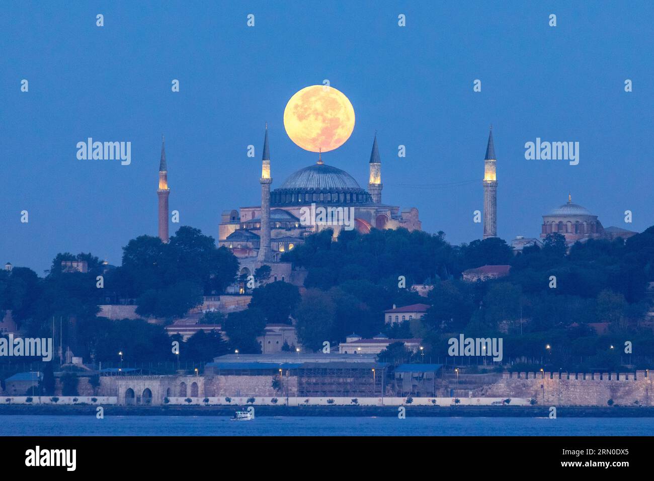 August 31, 2023: ISTANBUL, TURKEY - AUGUST 31: A rare Super Blue Moon ...