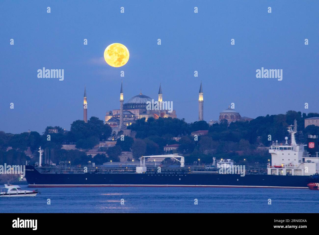 August 31, 2023: ISTANBUL, TURKEY - AUGUST 31: A rare Super Blue Moon ...