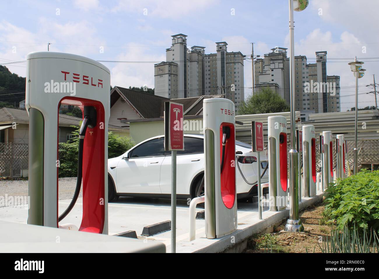 Tesla EV charging station Stock Photo - Alamy