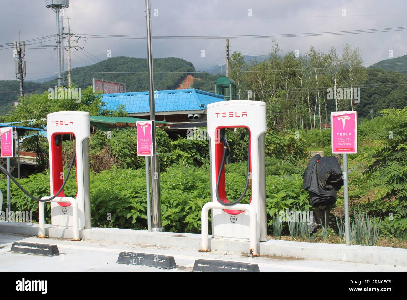 Tesla EV charging station Stock Photo - Alamy