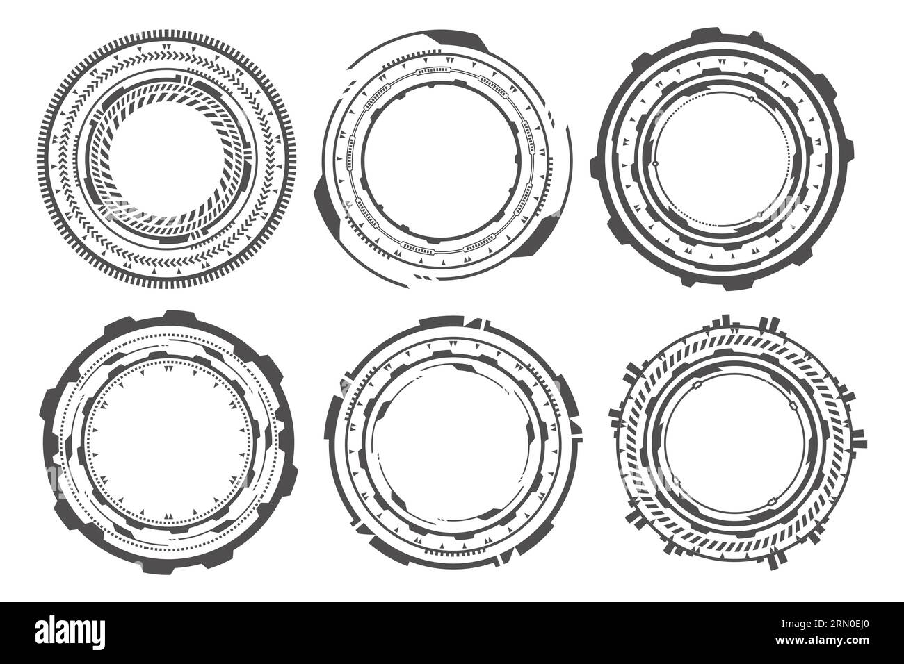 HUD tech circles for digital technology games design. Graphic elements ...