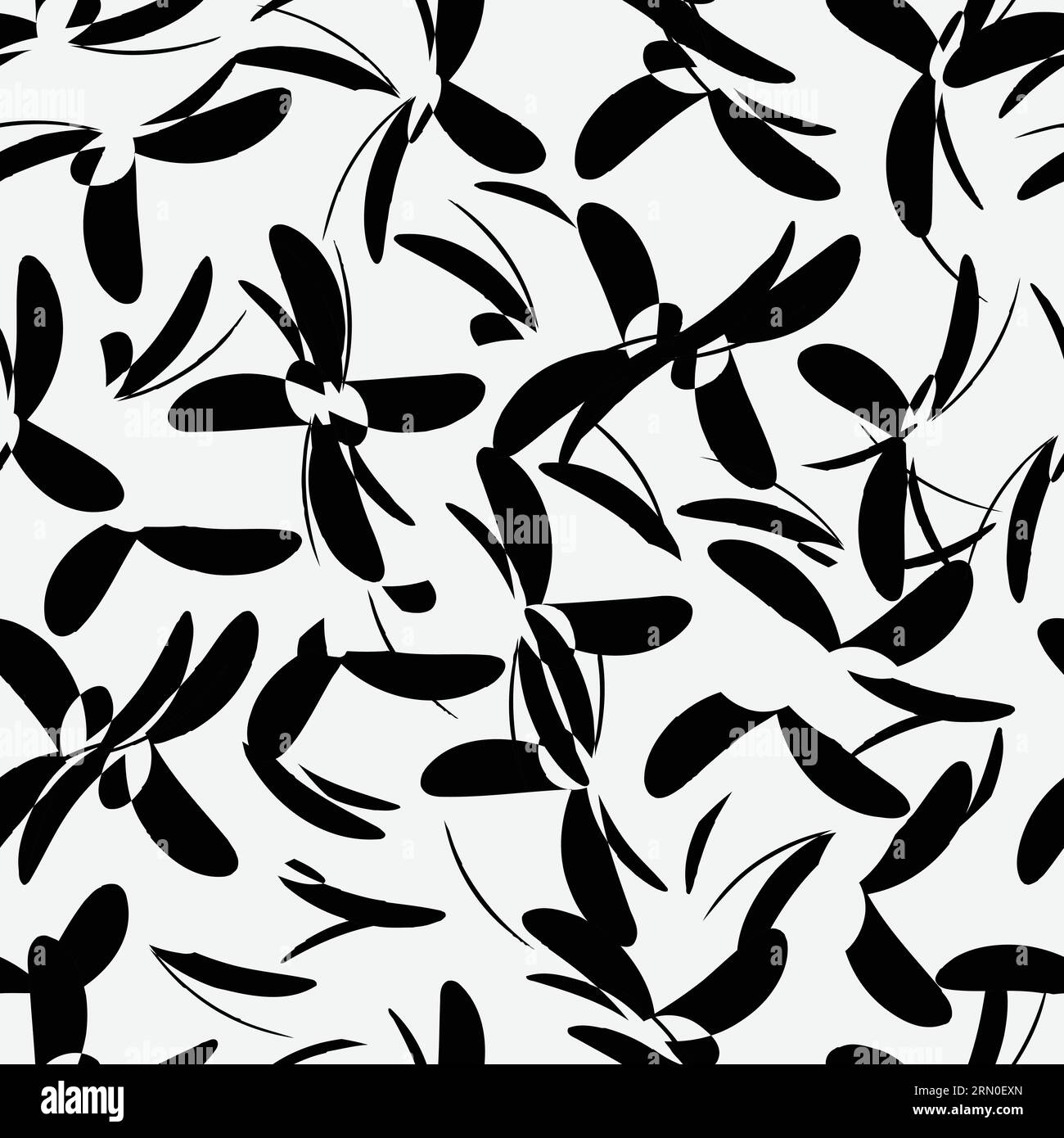 Black and white floral seamless pattern. Elegant botanical spring ...
