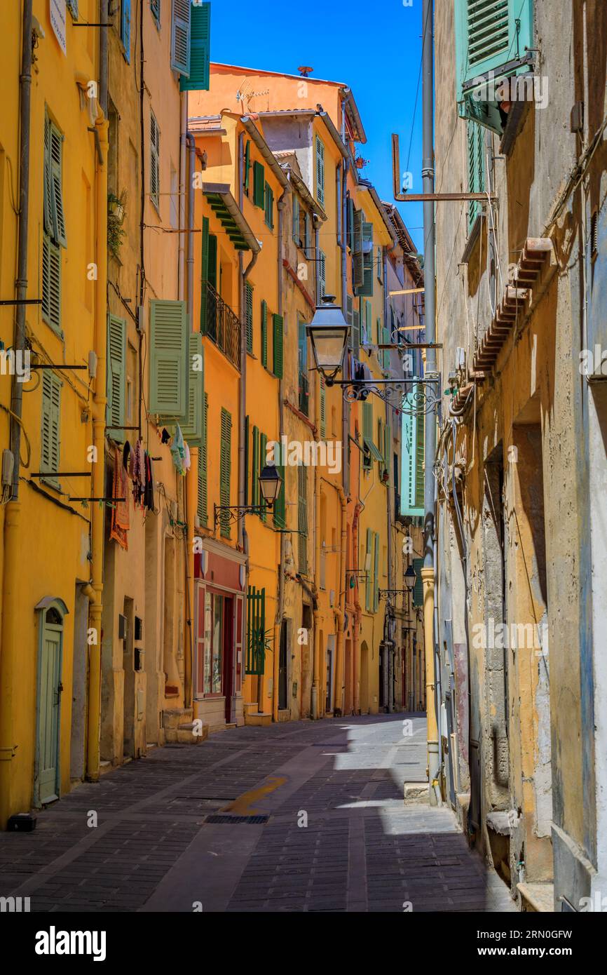 Picturesque narrow streets with colorful traditional houses in the old ...