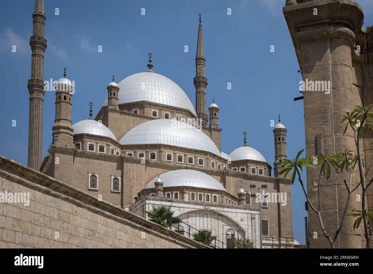 Domes of the Alabaster Mosque at the medieval citadel of Saladin, Cairo ...