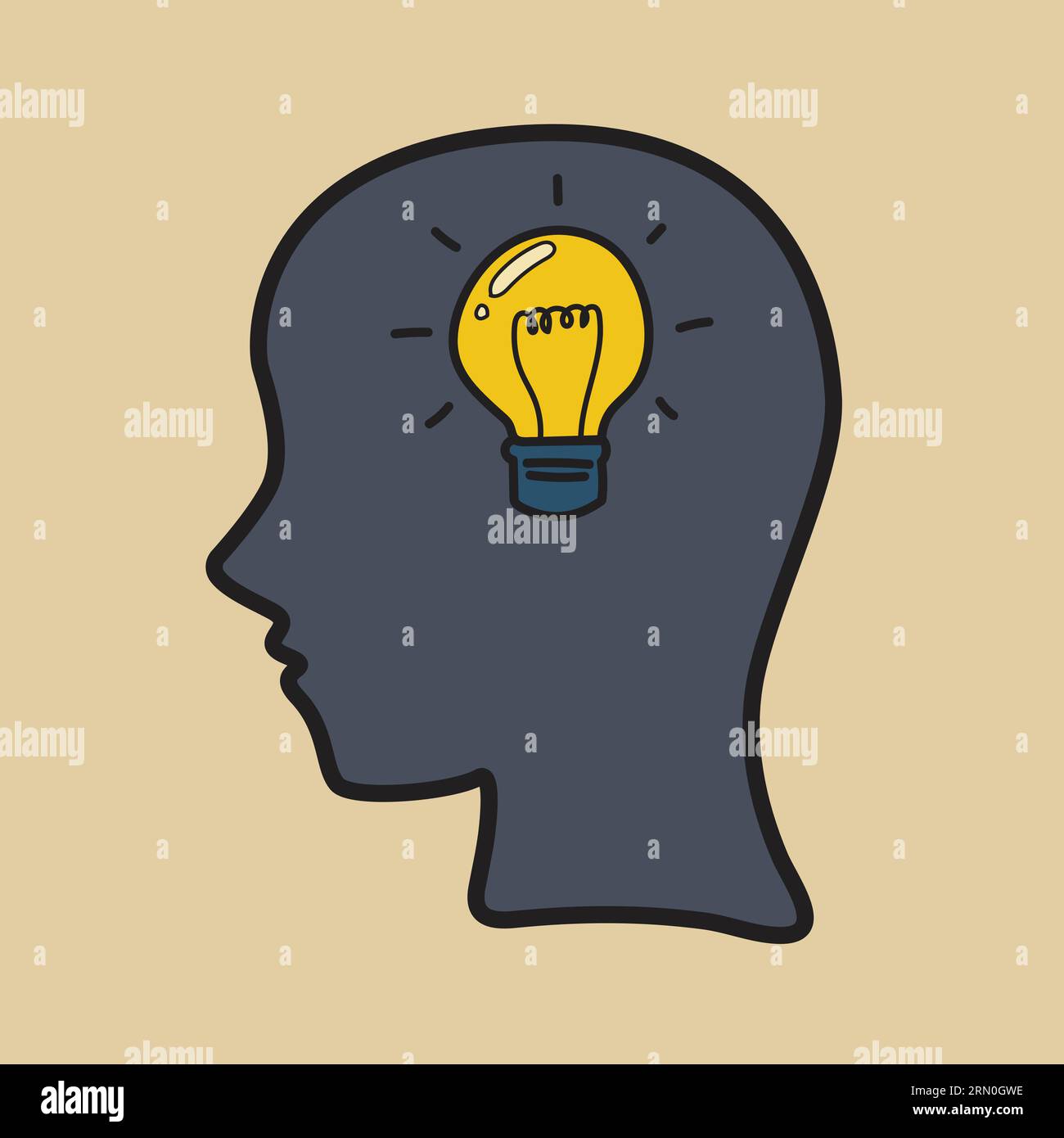 Human head thinking a new idea doodle style. doodle hand drawn vector ...