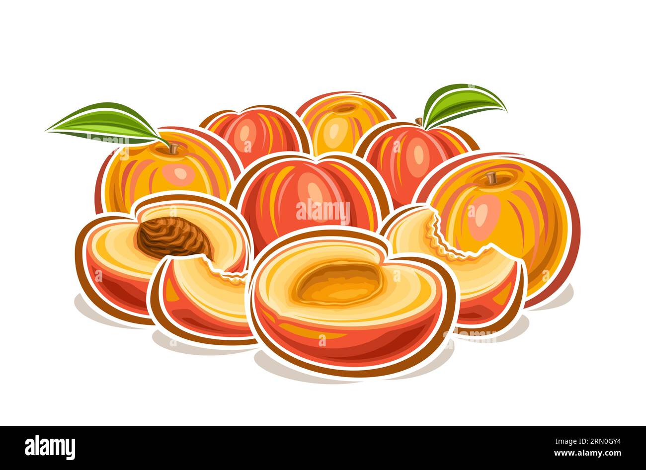 Vector logo for Peaches, decorative horizontal poster with cartoon ...