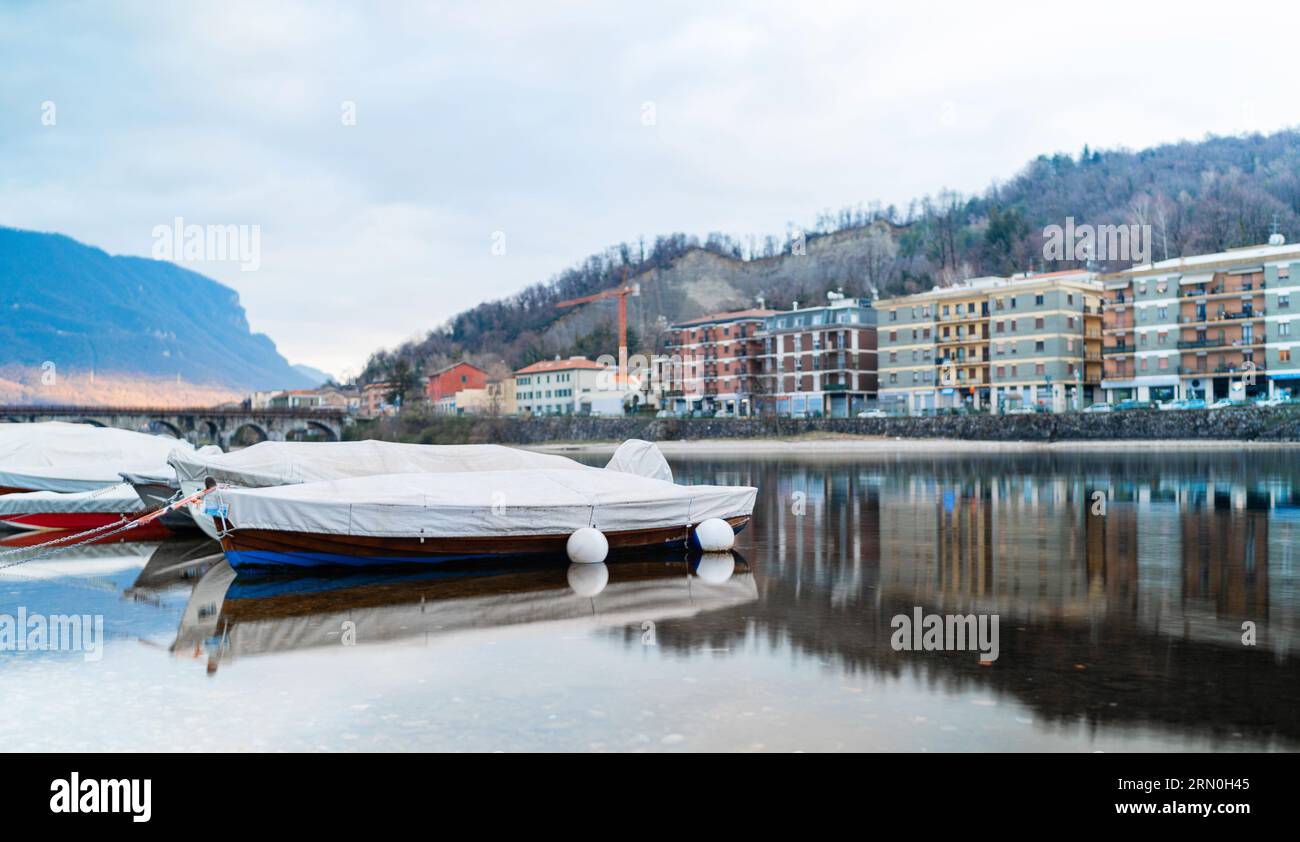 Small fishing boats with fishing net and equipment, motor boat or sail ...