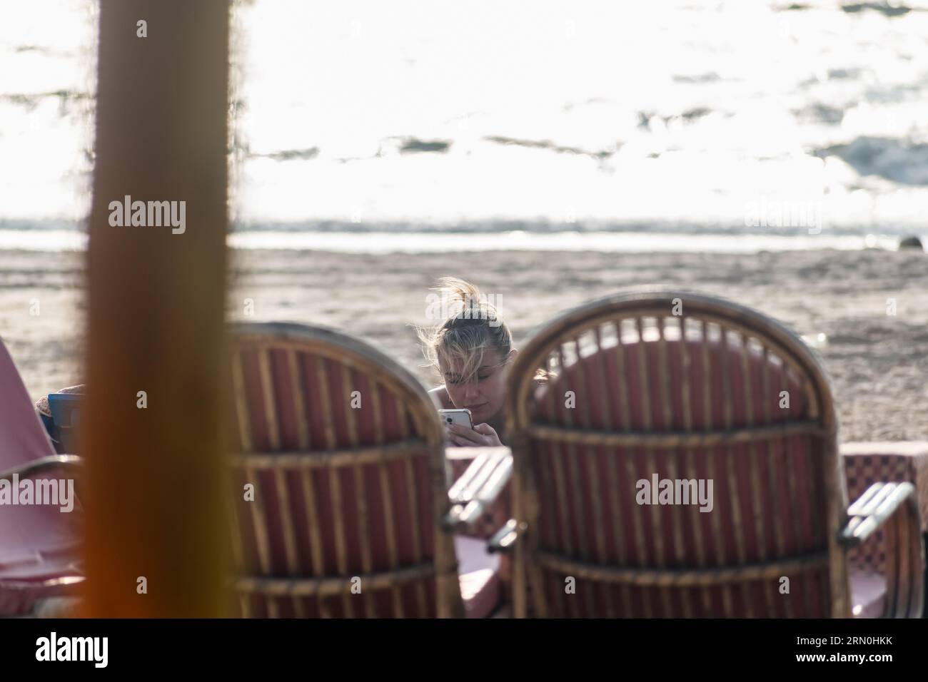 Calangute, Goa, India - January 2023: A Caucasian male tourist getting ...