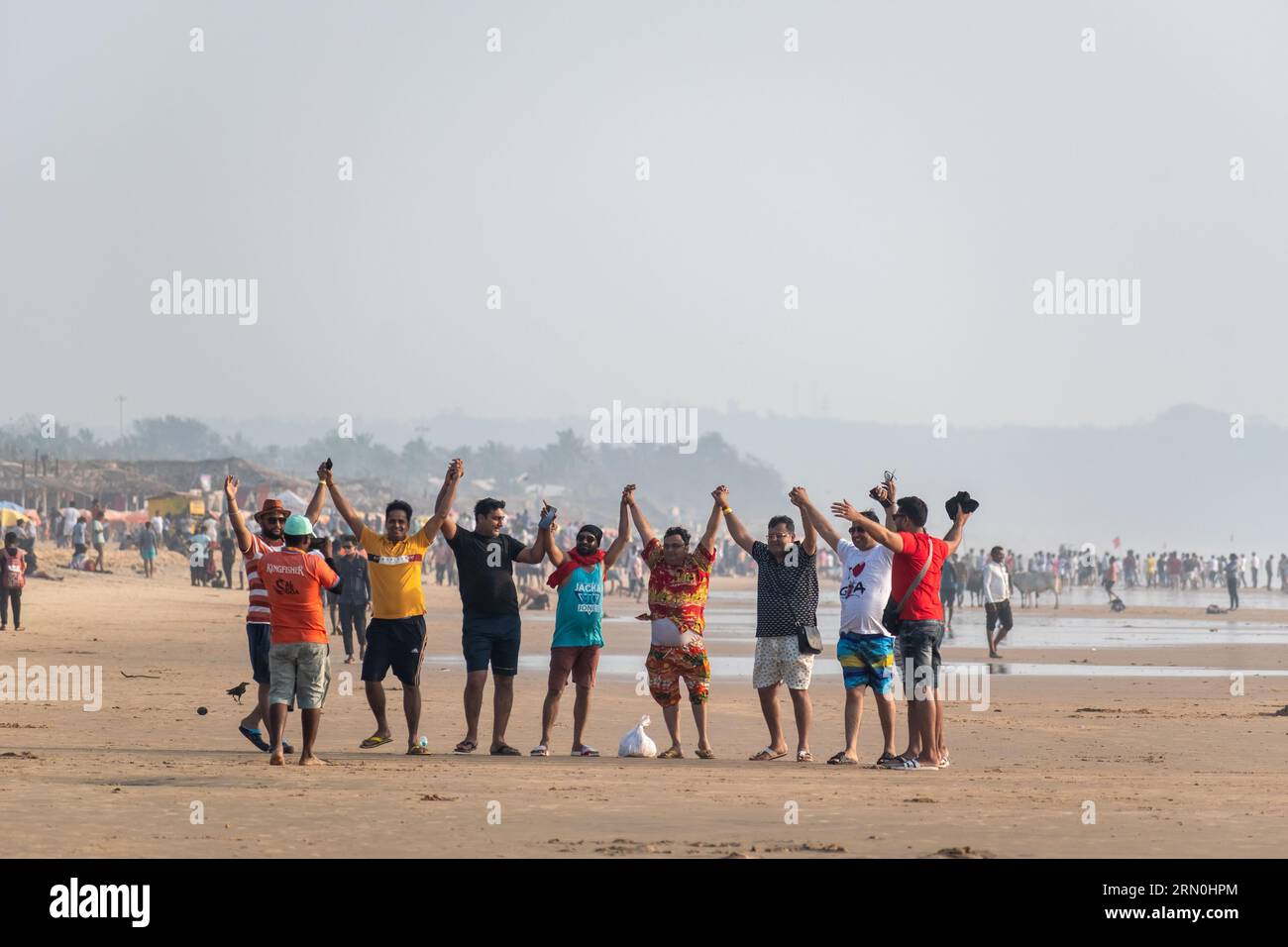 Calangute, Goa, India - January 2023: A large group of Indian men ...
