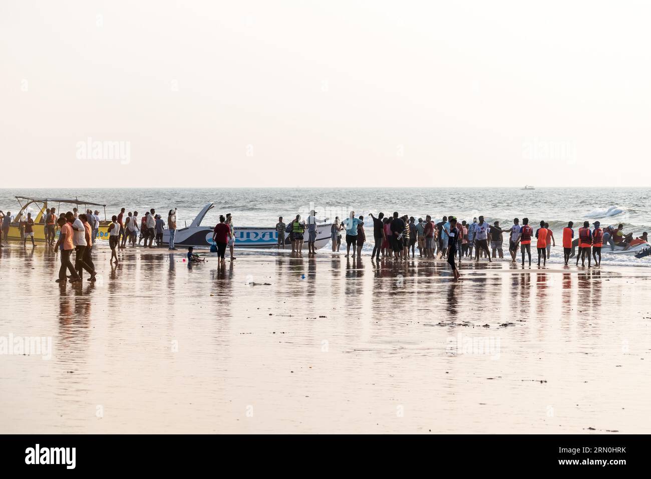 Calangute, Goa, India - January 2023: A large crowd of tourists at the ...