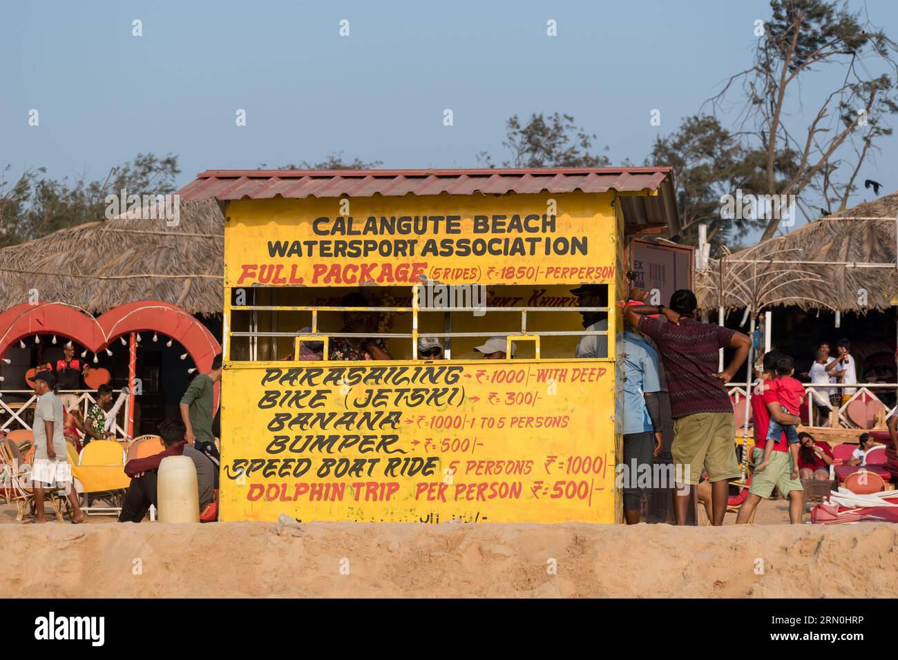 Calangute, Goa, India - January 2023: Rates for water sports advertised ...