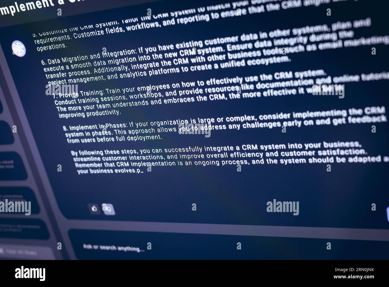 Screen with data processing on black background Stock Photo - Alamy