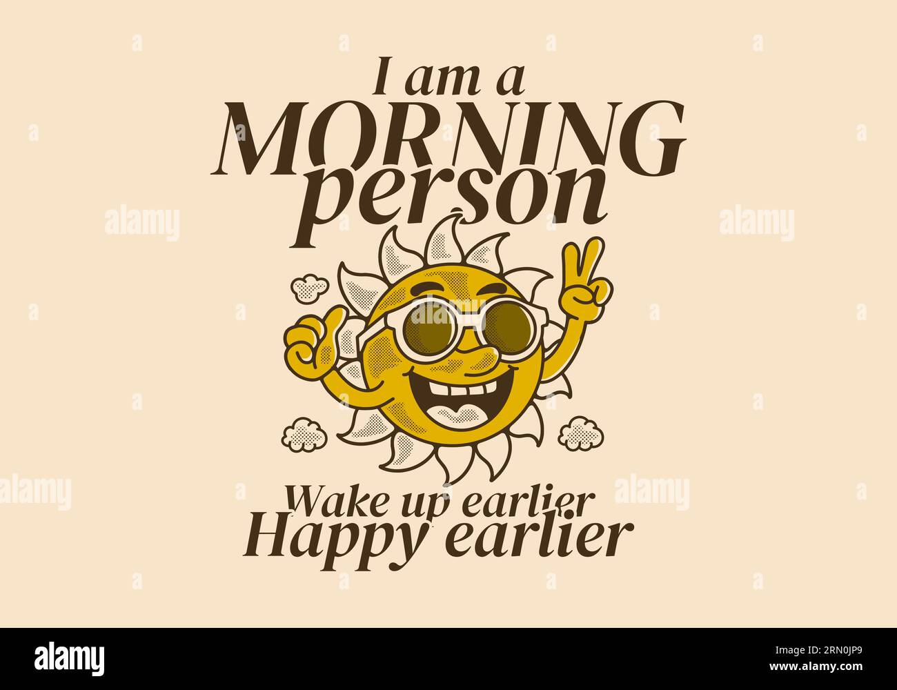 I am morning person, Vintage mascot character design of a sun wearing ...