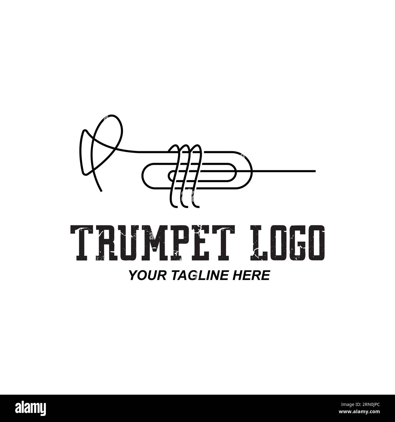 Trumpet logo design, generate melody, musical instrument vector sketch ...