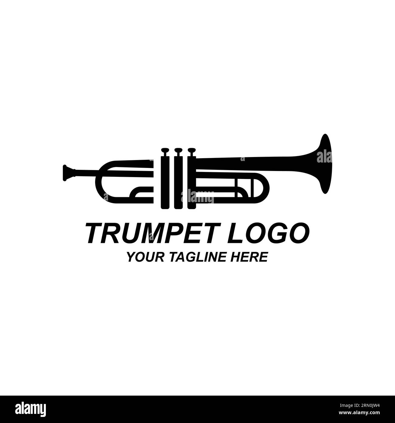 Trumpet logo design, generate melody, musical instrument vector sketch ...