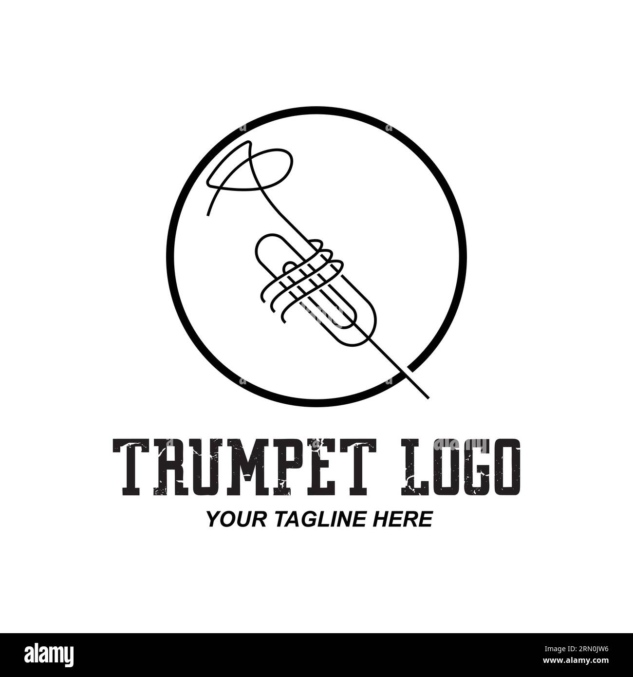 Trumpet logo design, generate melody, musical instrument vector sketch ...