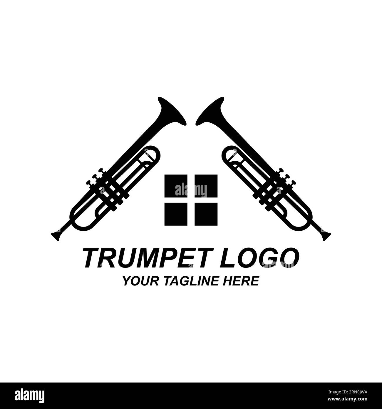 Trumpet logo design, generate melody, musical instrument vector sketch ...