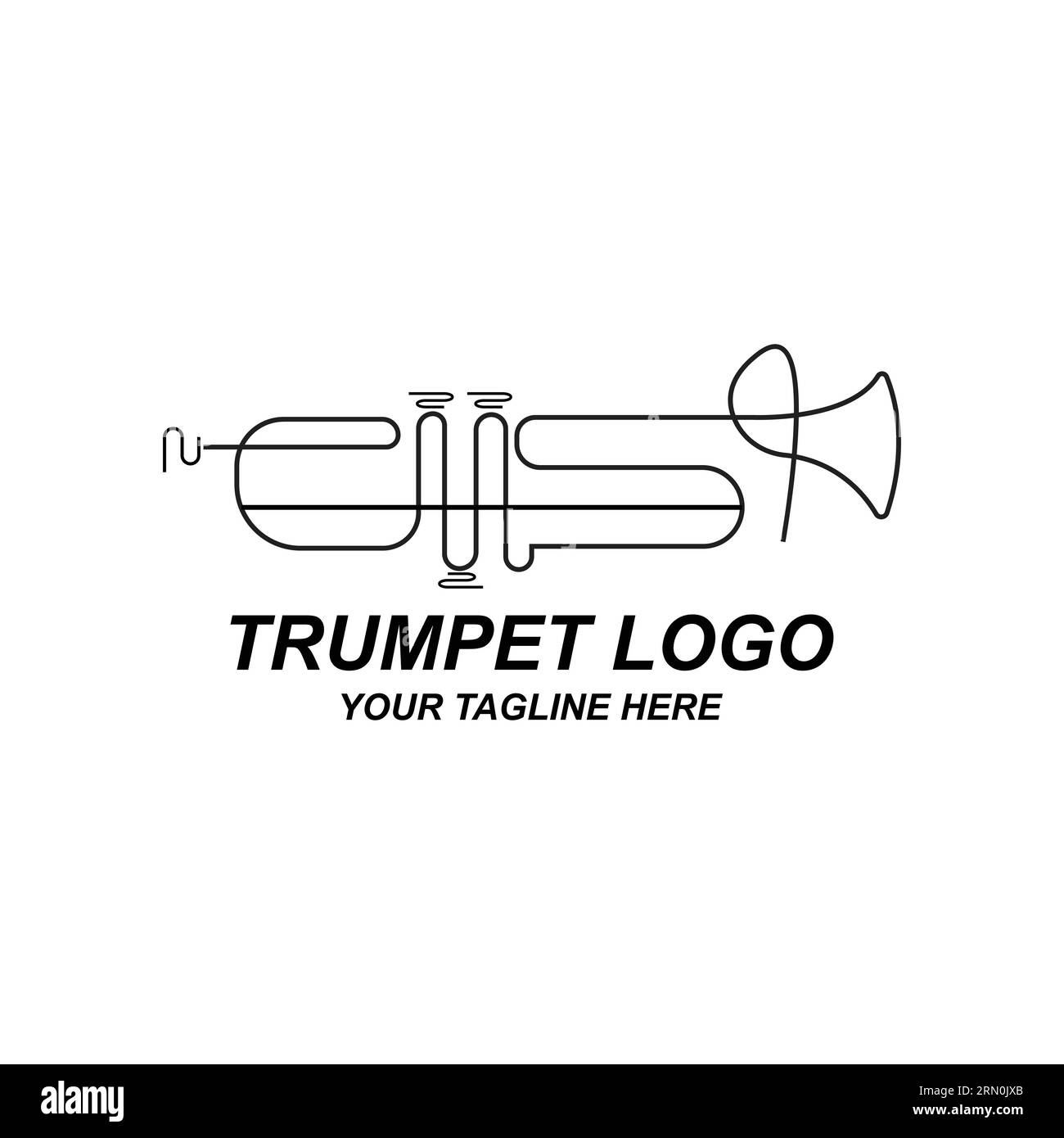 Trumpet logo design, generate melody, musical instrument vector sketch ...