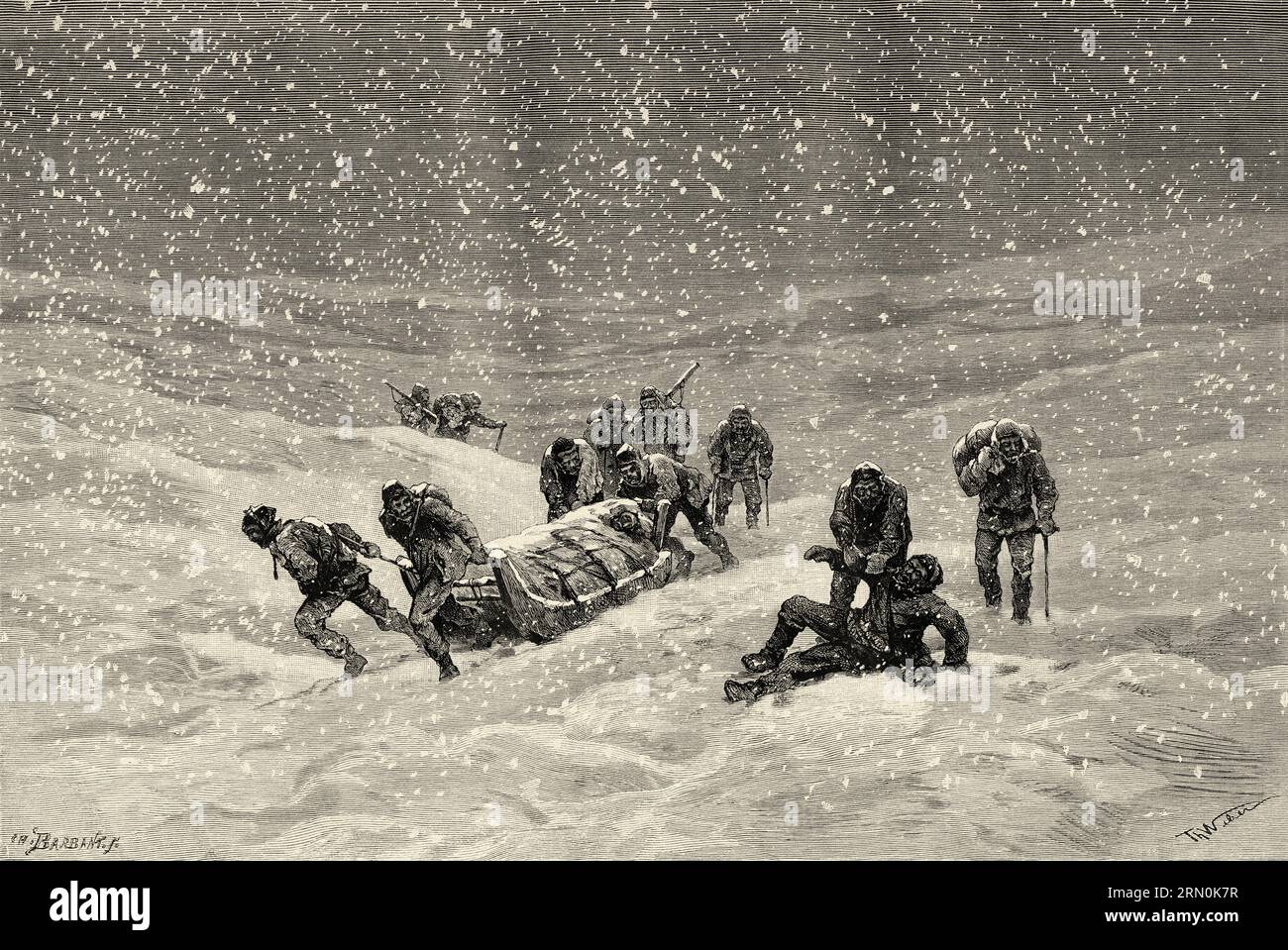 The caravan on the move, dragging Eriksen. The Jeannette expedition of ...