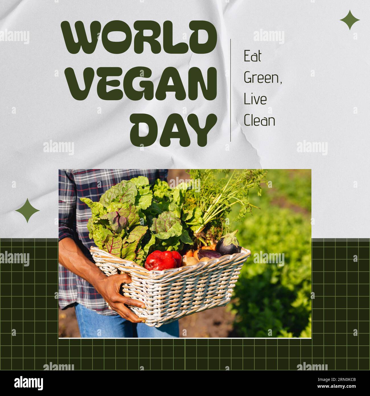 World vegan day and eat green, live clean text and african american man ...