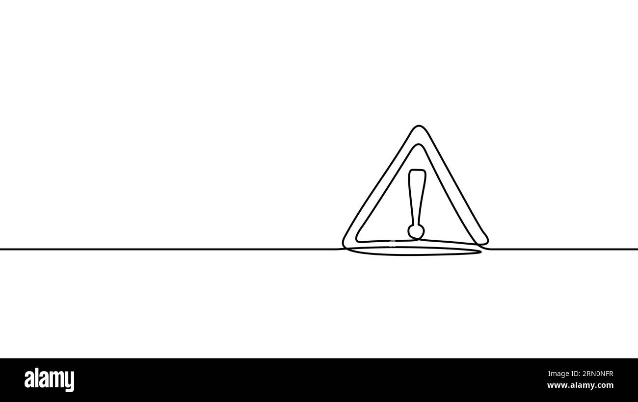 One line cyber security safety warning exclamation point. Continuous ...