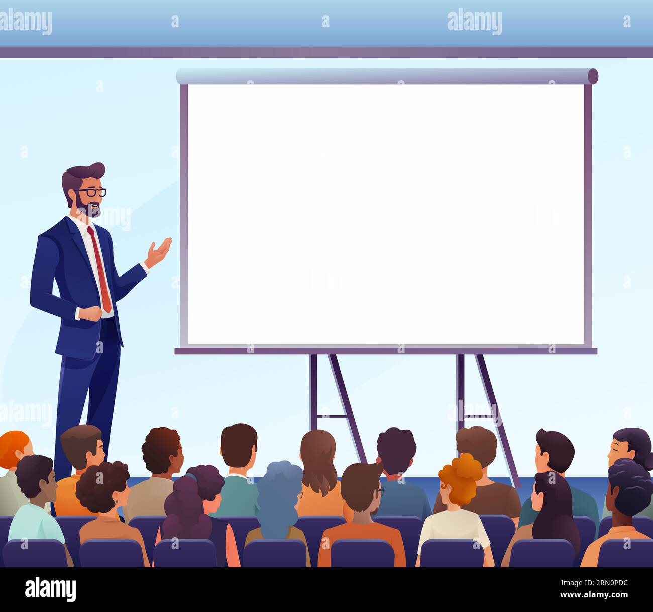 Business Man Talk Seminar Class Team Presentation Stock Vector Image ...