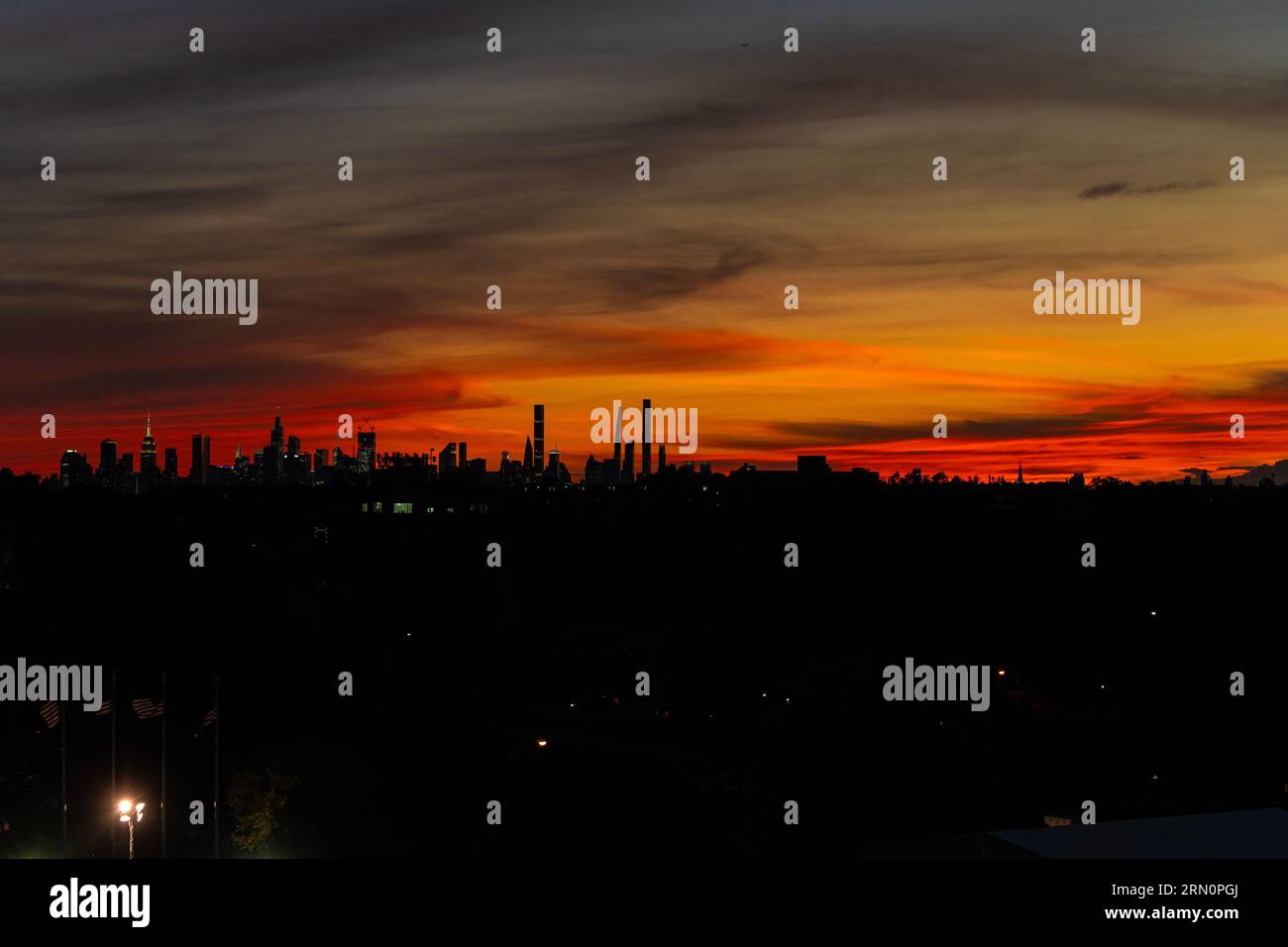 Spectacular sunset over New Yokr seen during the US Open Championships ...