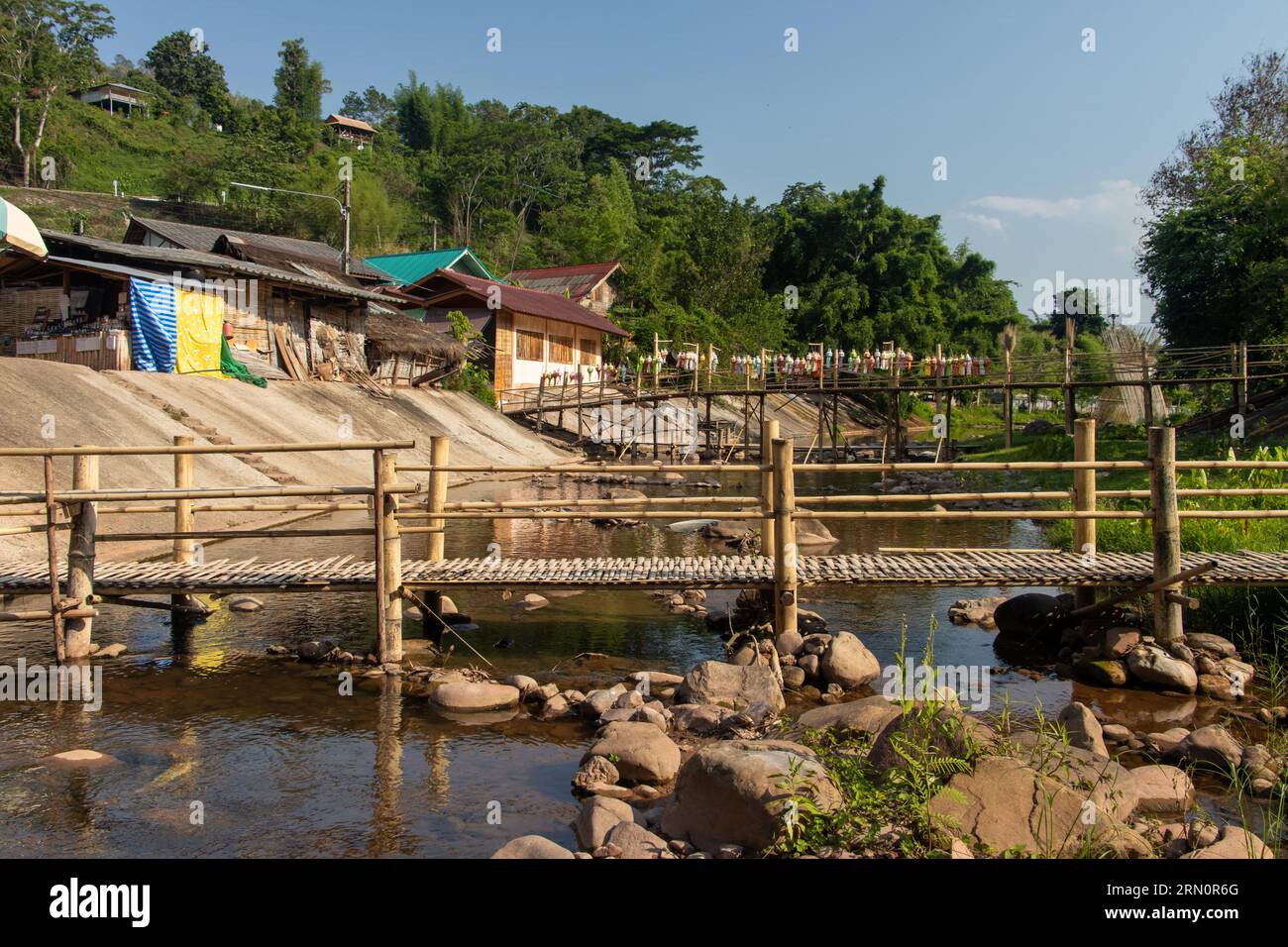 Bamboo footbridges in a village in northern Thailand Stock Photo - Alamy