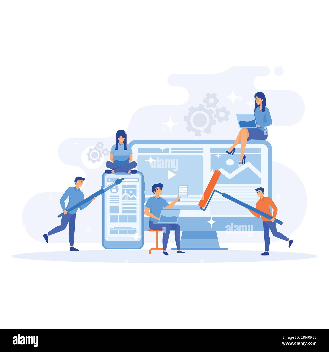 digital mobile application development and design process concept ...