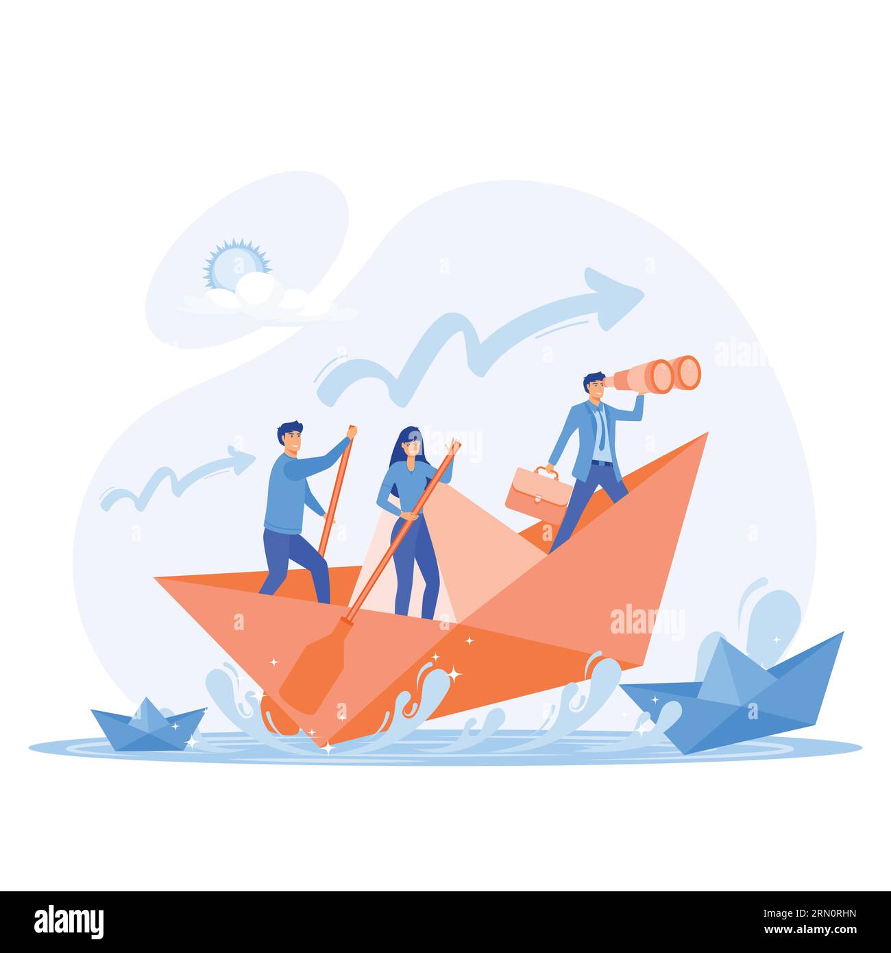 vision or forward strategy for success concept, Leadership to lead ...