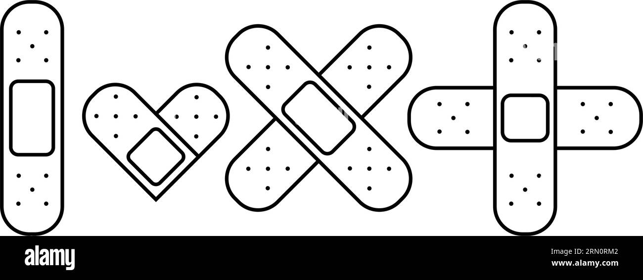 Medical cute illustration of band aid in outline style. Medical bandage ...
