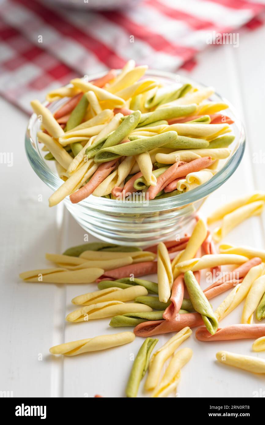Fusilli pugliesi. Italian twisted pasta in the bowl Stock Photo - Alamy