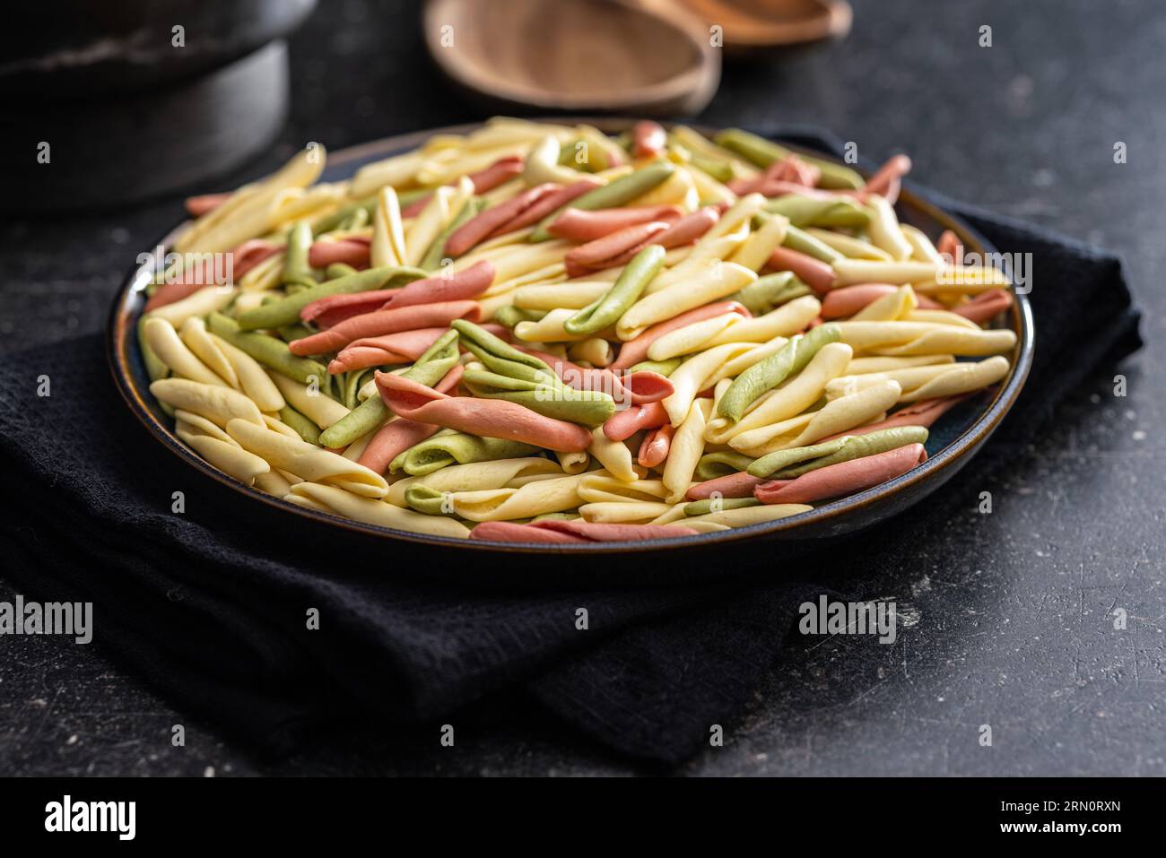 Fusilli pugliesi. Italian twisted pasta on the plate Stock Photo - Alamy