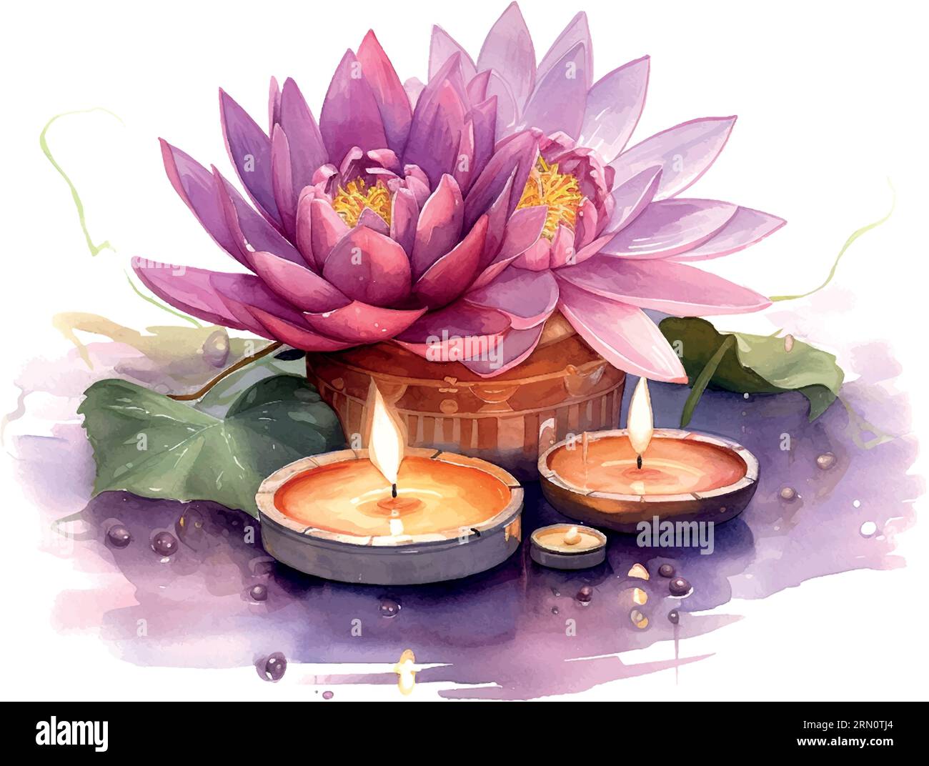 Pink lotus diwali watercolor for banner design Stock Vector Image & Art ...