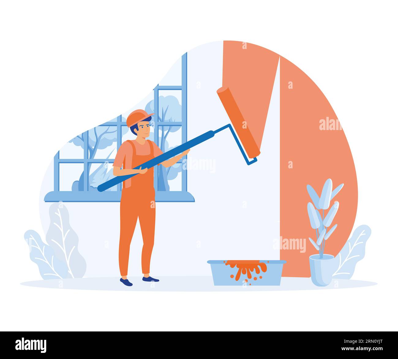 Home renovation concept. contractor workers doing indoor maintenance ...