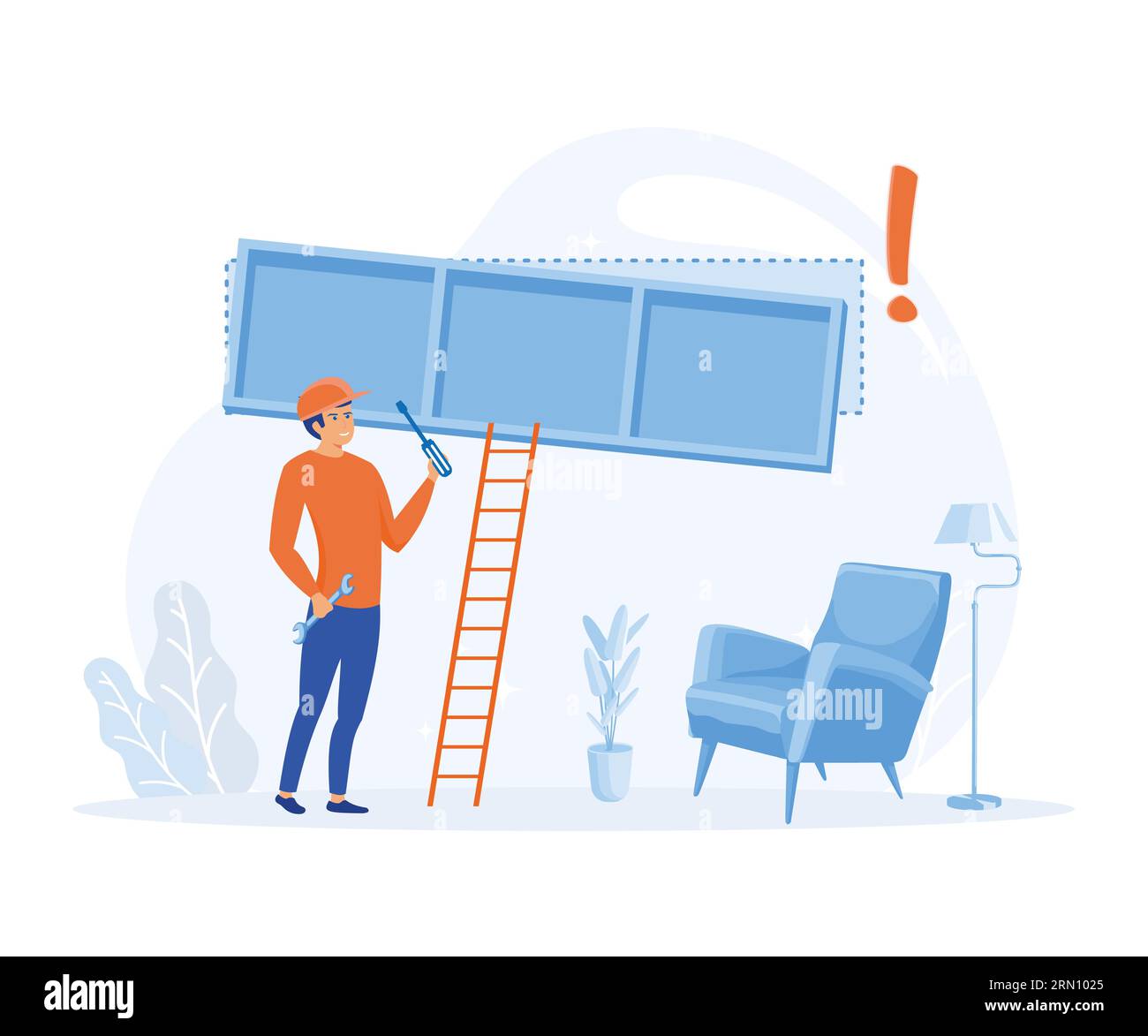 Home renovation concept. contractor workers doing indoor maintenance ...