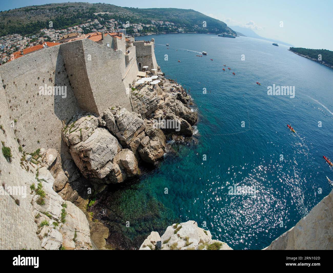 Dubrovnik Croatia medieval town view from the city walls Stock Photo ...