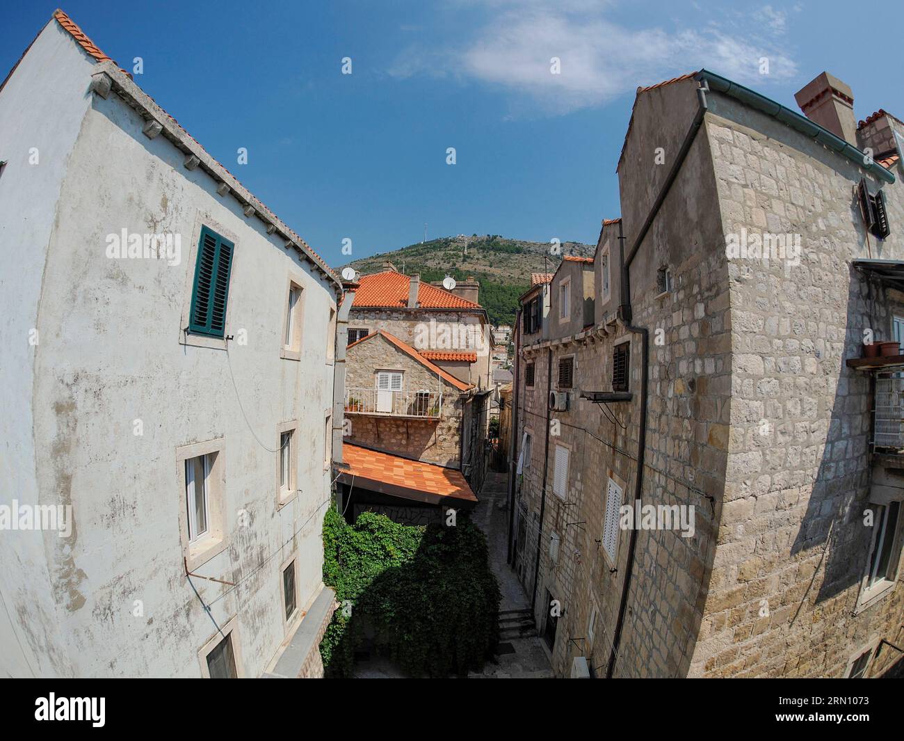 Dubrovnik Croatia medieval town view from the city walls Stock Photo ...