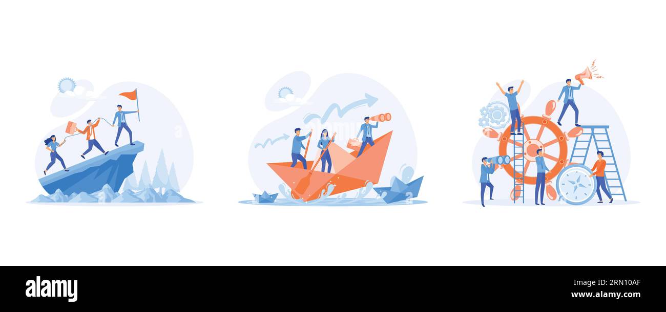 business concept, leadership and teamwork, vision or forward strategy ...