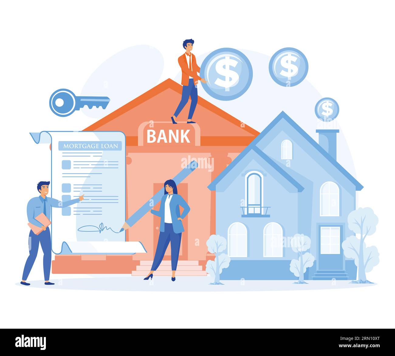 Mortgage Loan Illustration Concept. House loan, money investment to ...