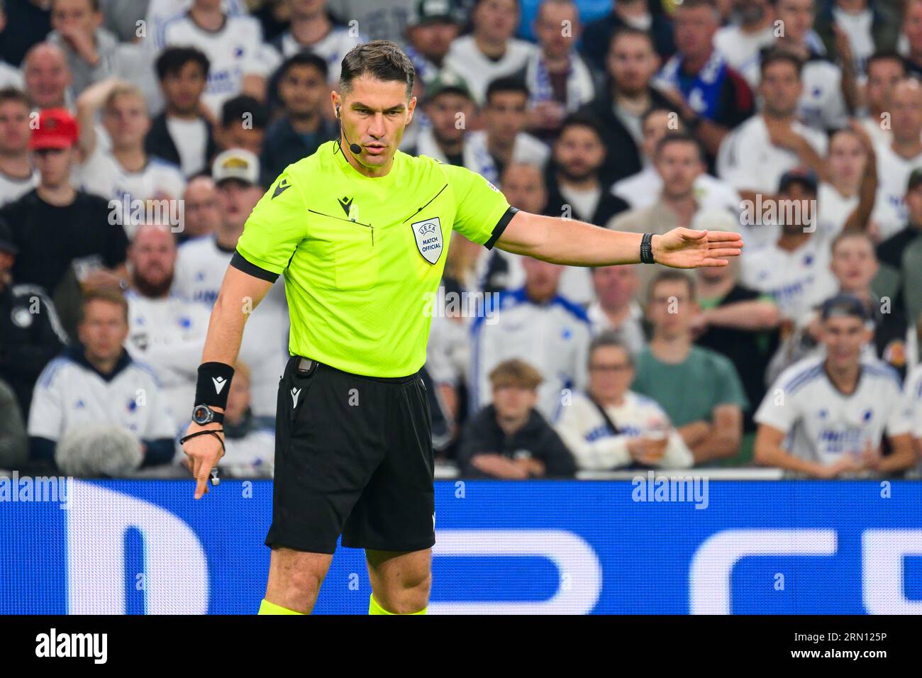 Copenhagen, Denmark. 30th Aug, 2023. Referee Istvan Kovacs seen during ...