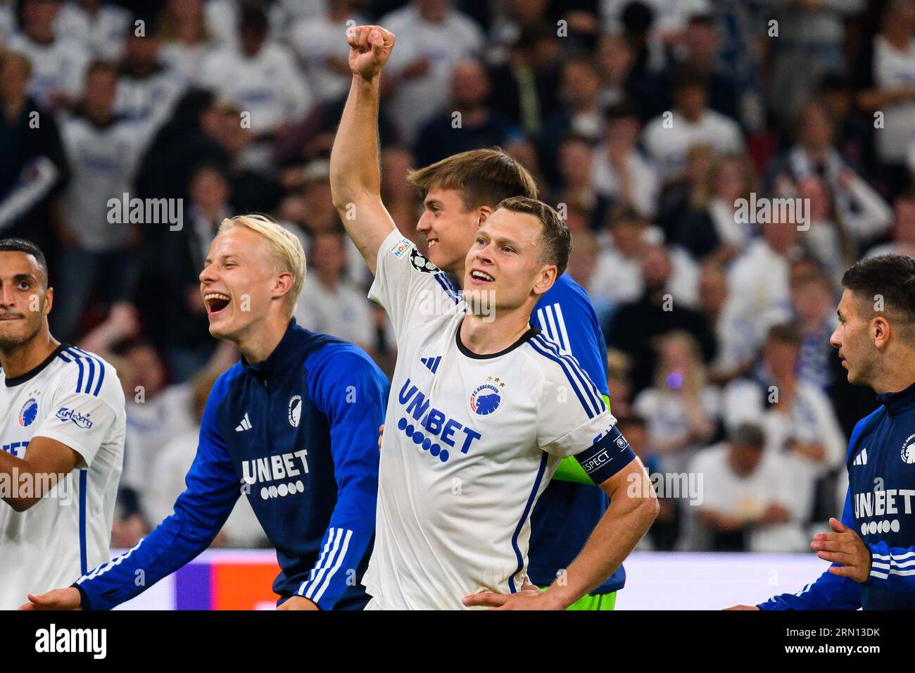 Copenhagen, Denmark. 30th Aug, 2023. Viktor Claesson (7) of FC Copenhagen seen celebrating after ...
