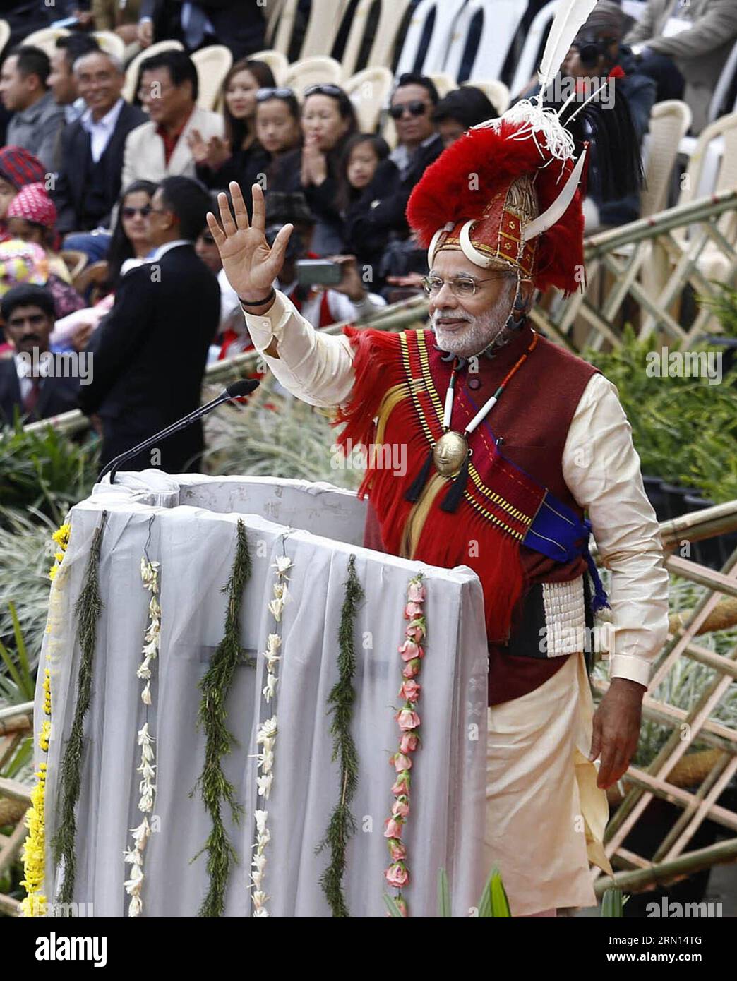 (141201) -- KOHIMA, Dec. 1, 2014 -- Indian Prime Minister Narendra Modi ...