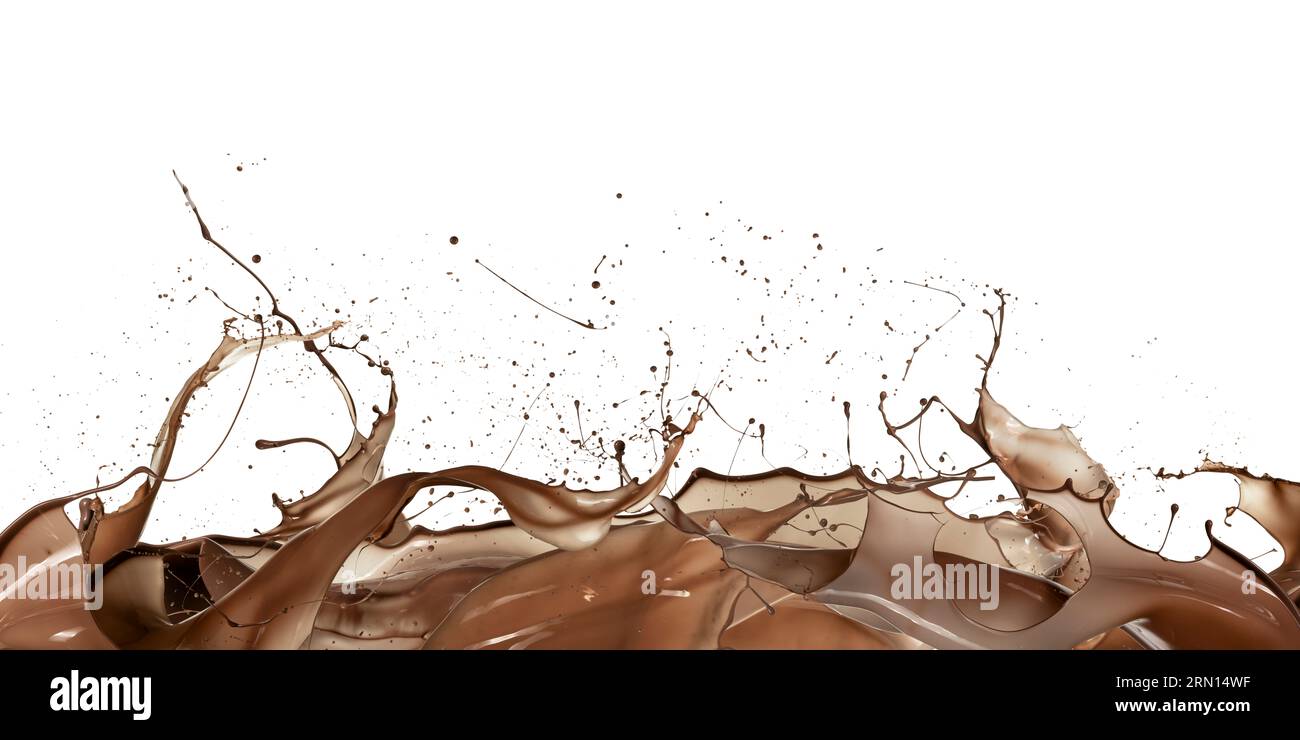 liquid splash chocolate wave, isolated on white Stock Photo - Alamy