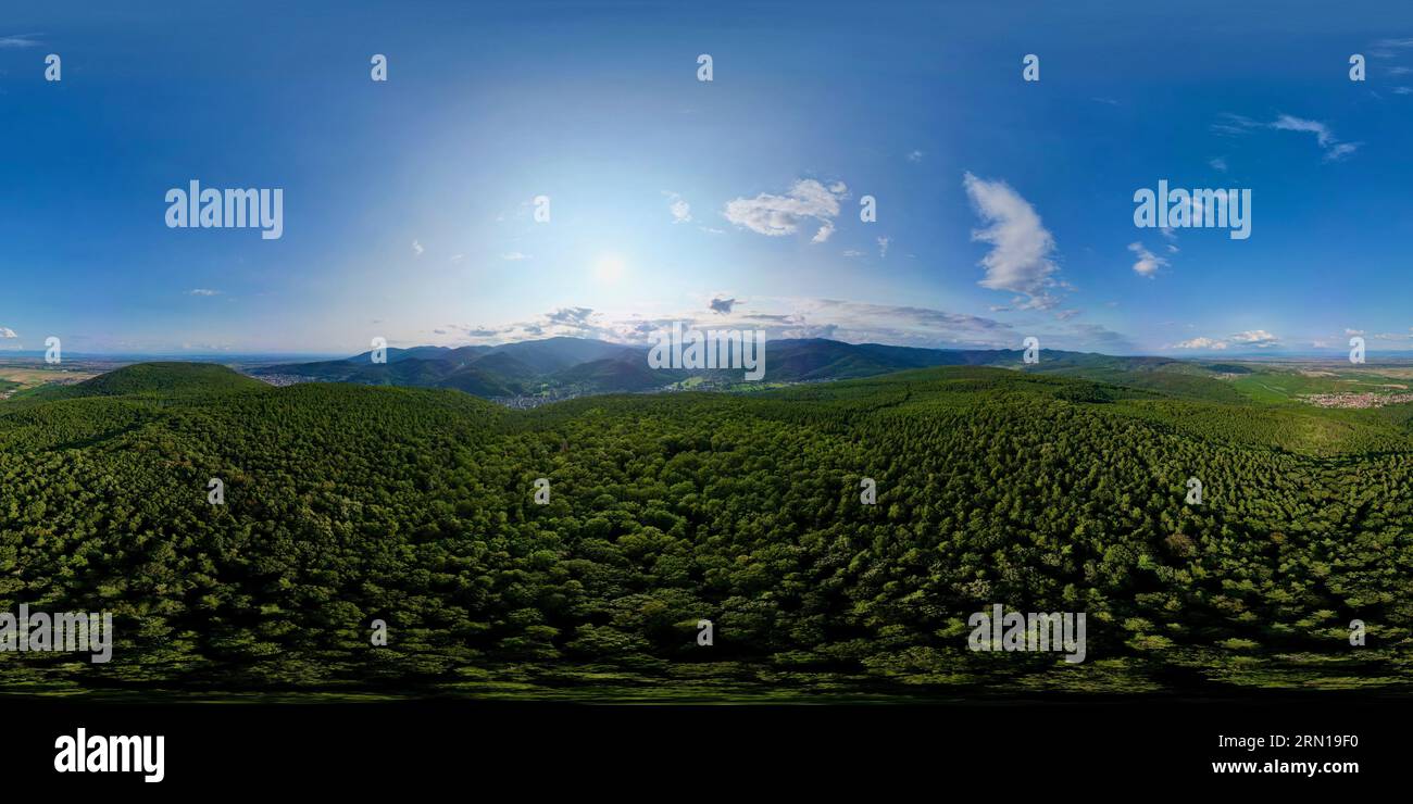 360° Panoramic Aerial View of Florival Valley: From Lautenbach's Forest ...