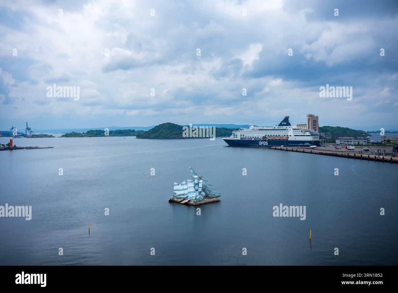 Oslo, Norway - Jun 20, 2023: 'She Lies" is a floating sculpture made of ...